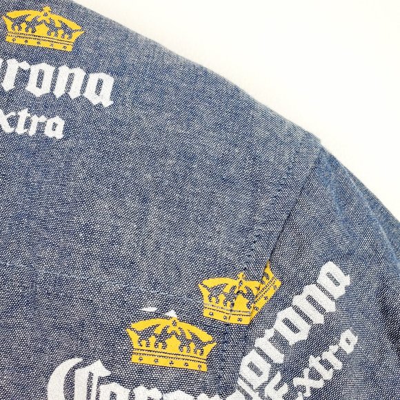 Corona | Shirts | Corona Extra Button Up Denim Ss Shirt Sz Med Nwot ...